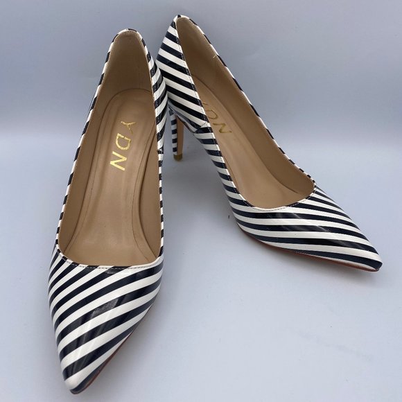 YDN | Shoes | Ydn Chic Black And White Stripe Heels Stilettos | Poshmark